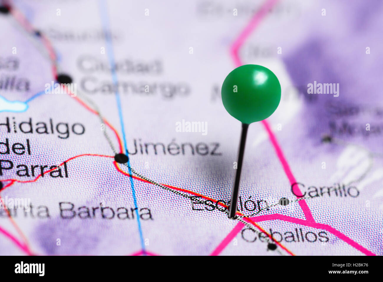Escalon pinned on a map of Mexico Stock Photo - Alamy