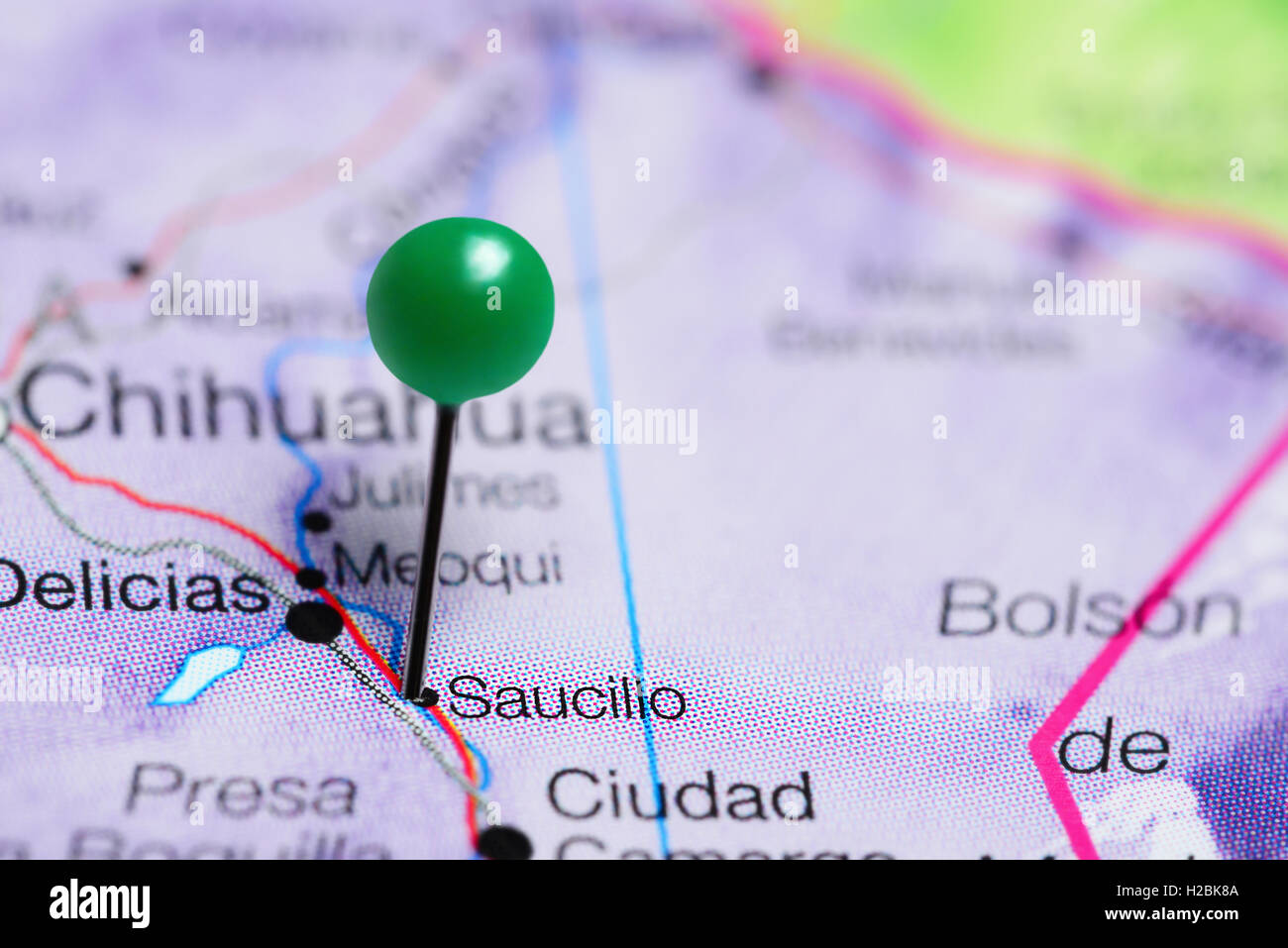 Saucillo pinned on a map of Mexico Stock Photo - Alamy