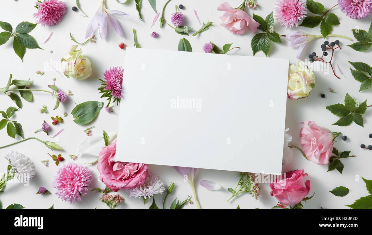 Beautiful spring floral frame on a white background is made of white ...