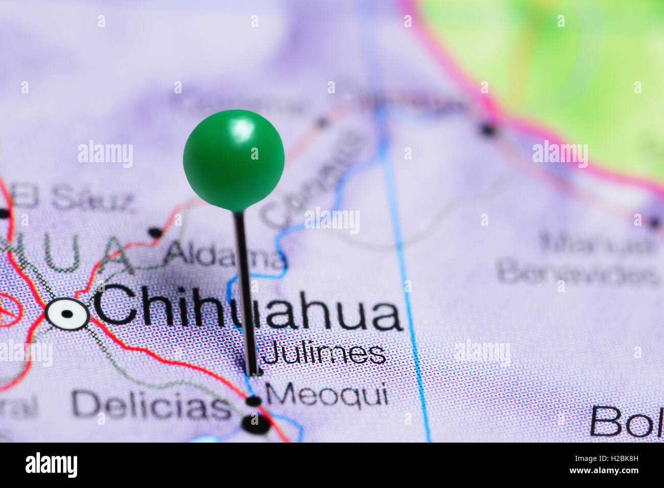 Julimes pinned on a map of Mexico Stock Photo - Alamy