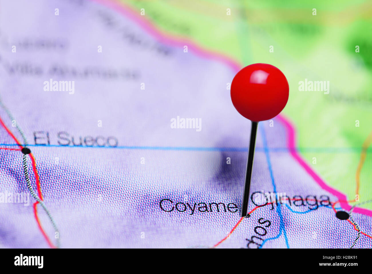 Coyame pinned on a map of Mexico Stock Photo - Alamy