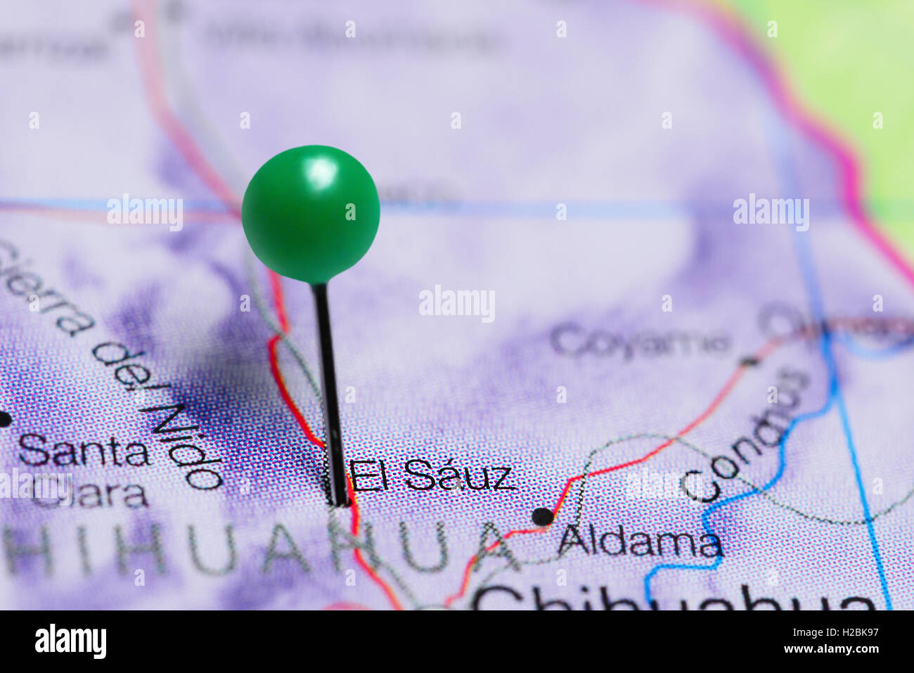 El Sauz pinned on a map of Mexico Stock Photo - Alamy