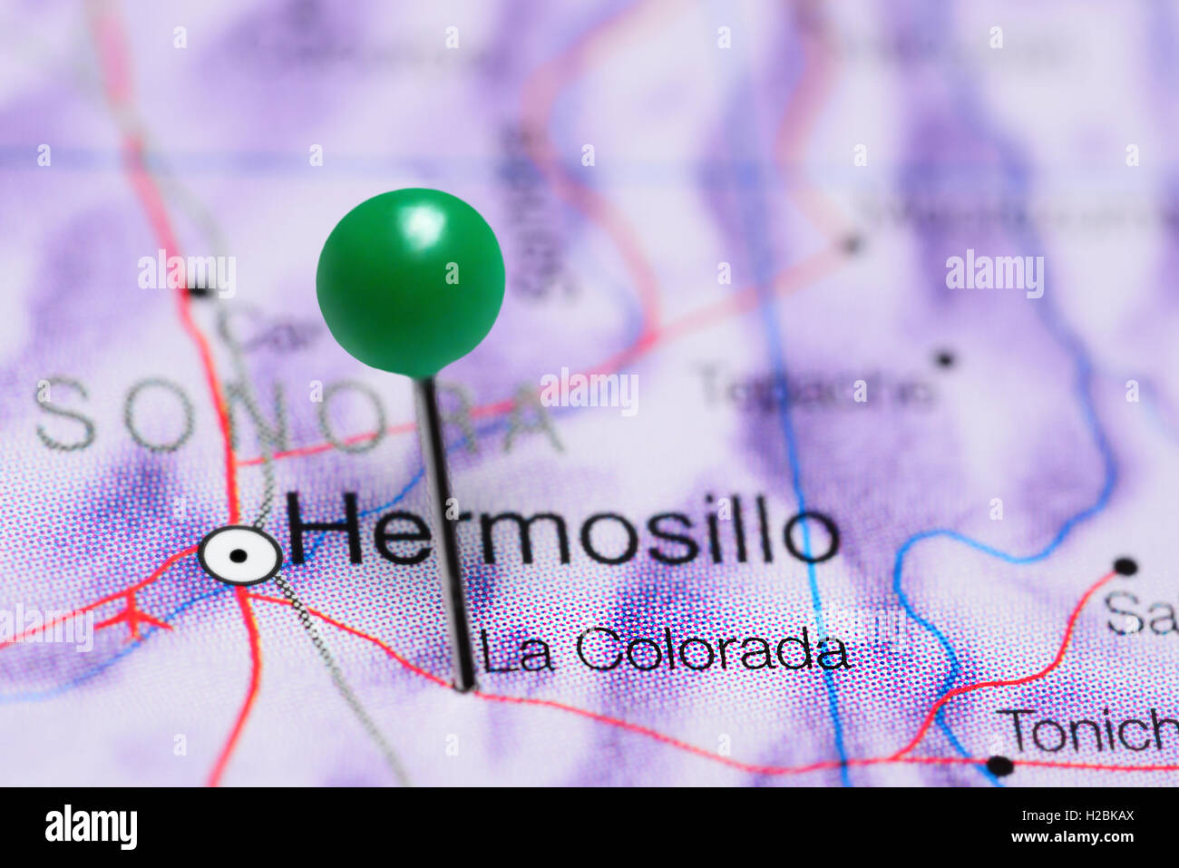 La Colorada pinned on a map of Mexico Stock Photo - Alamy