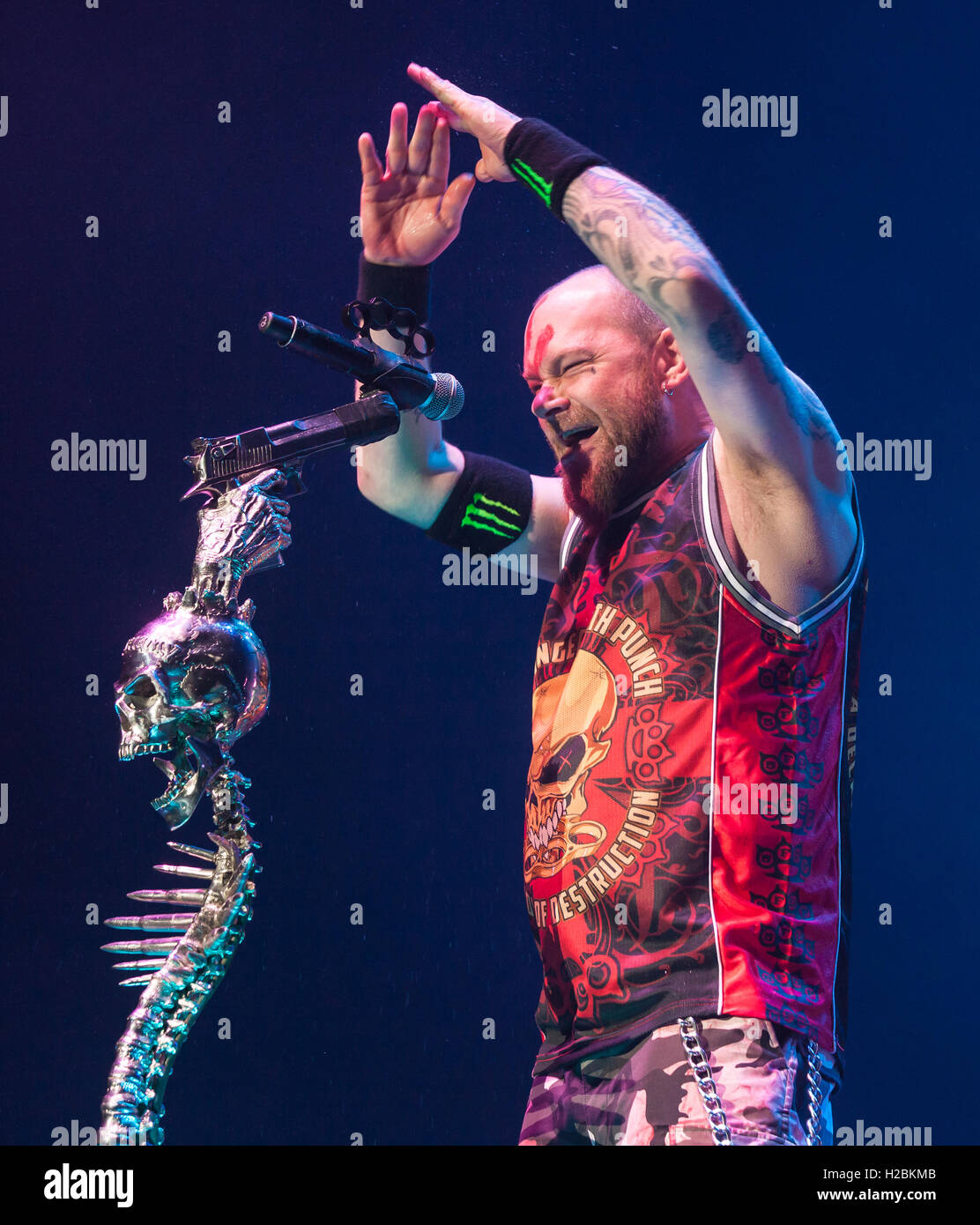 The American heavy metal rock band Five Finger Death Punch perform in ...