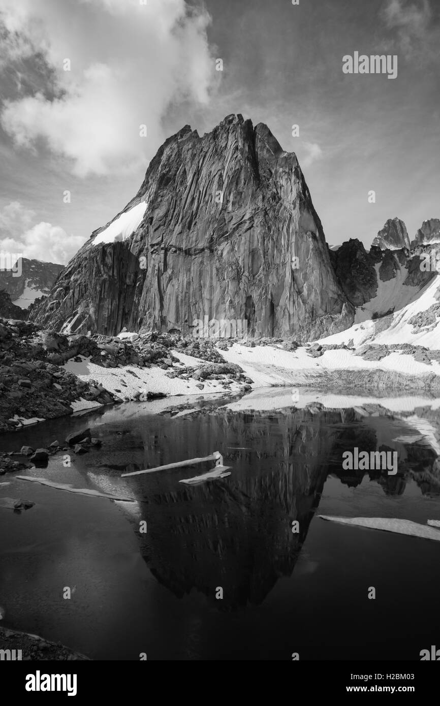 A view of Snowpatch Spire and the Crescent Glacier in the Bugaboo ...