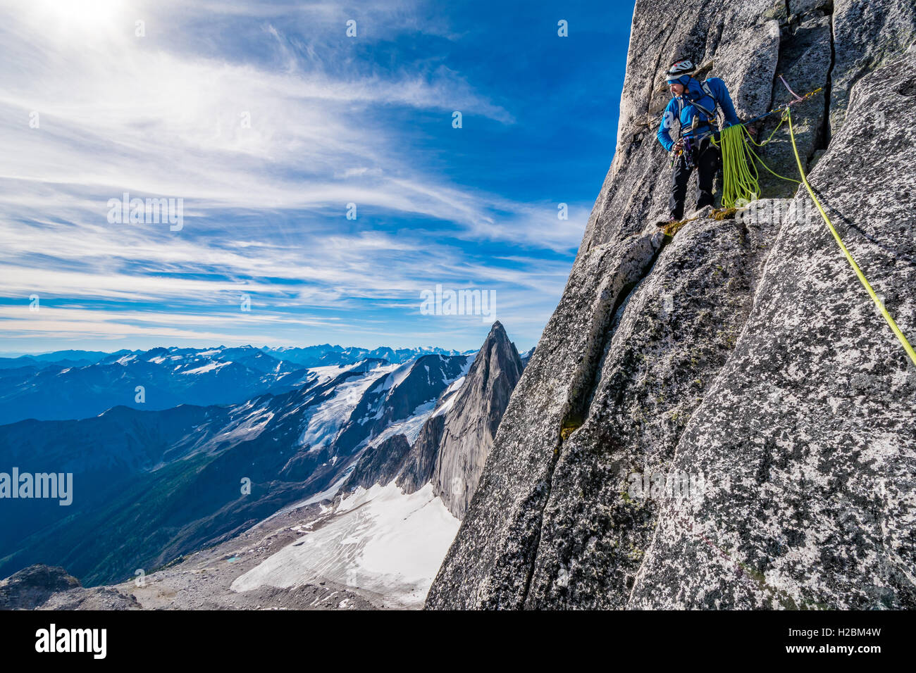 Brandon Prince on the NE Ridge on Bugaboo Spire in the Bugaboo ...