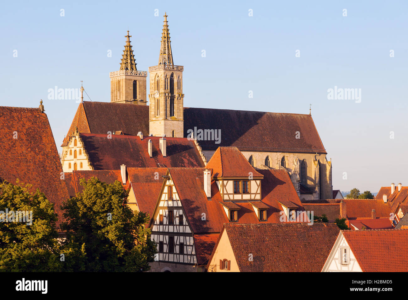 Rothenburg panorama with St. James's Church. Rothenburg, Bavaria ...