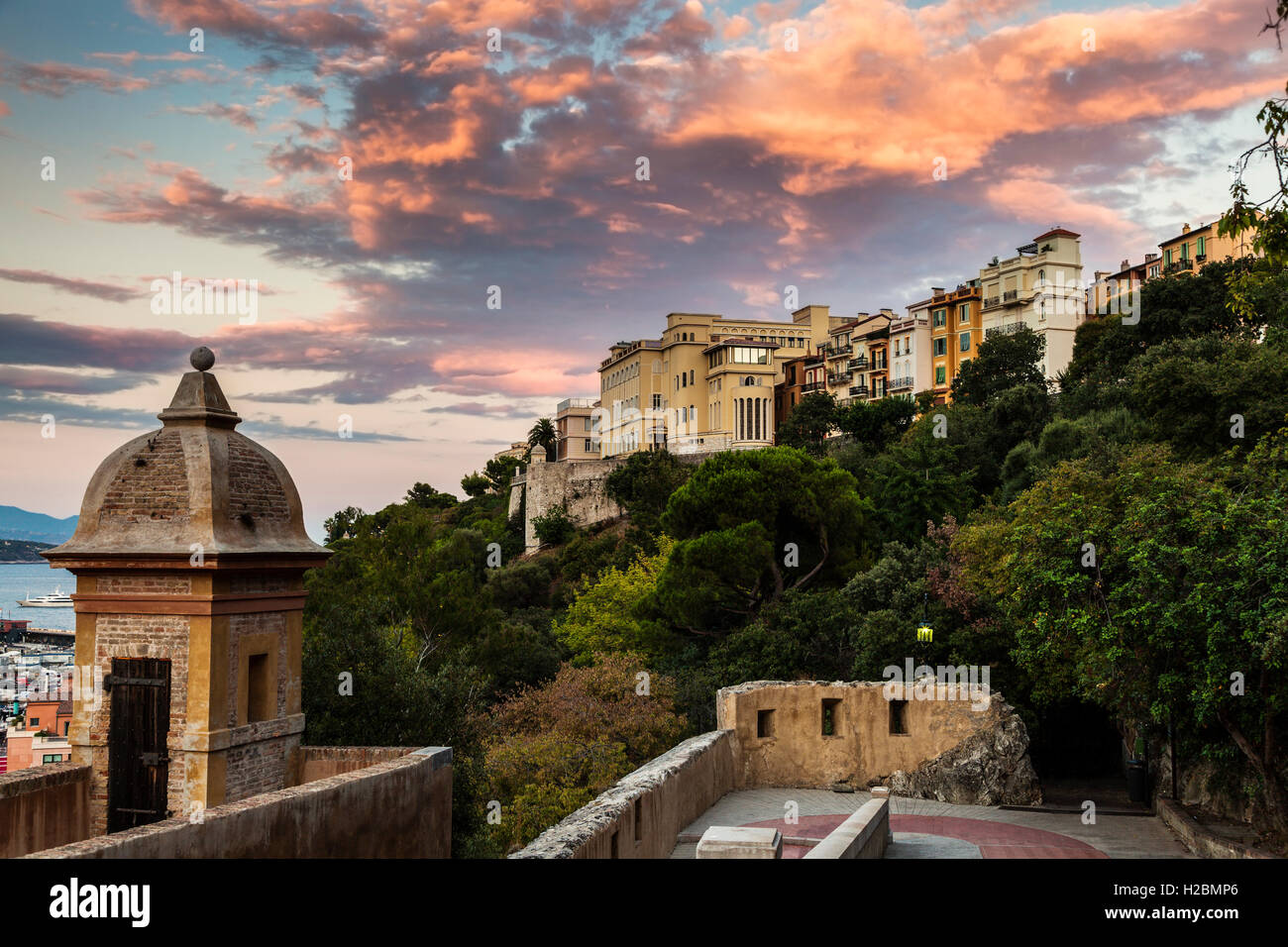 Monaco architecture seen during the sunset. Monaco-Ville, Monaco Stock ...