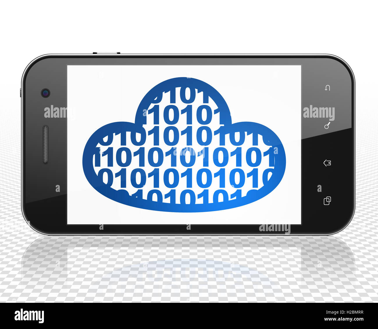Cloud computing concept: Smartphone with Cloud With Code on display ...