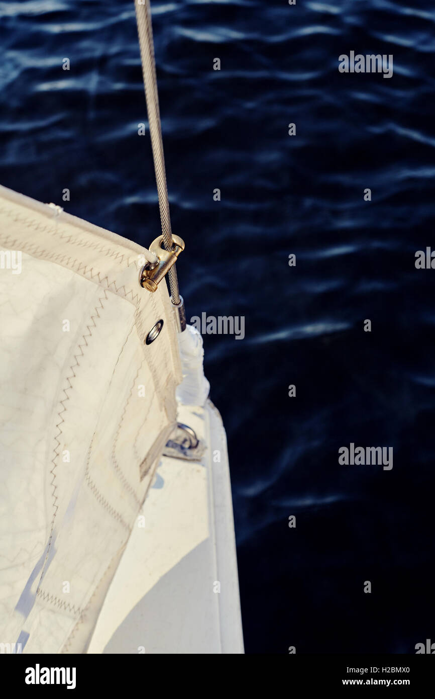 Preparing before lifting staysail sails Stock Photo - Alamy