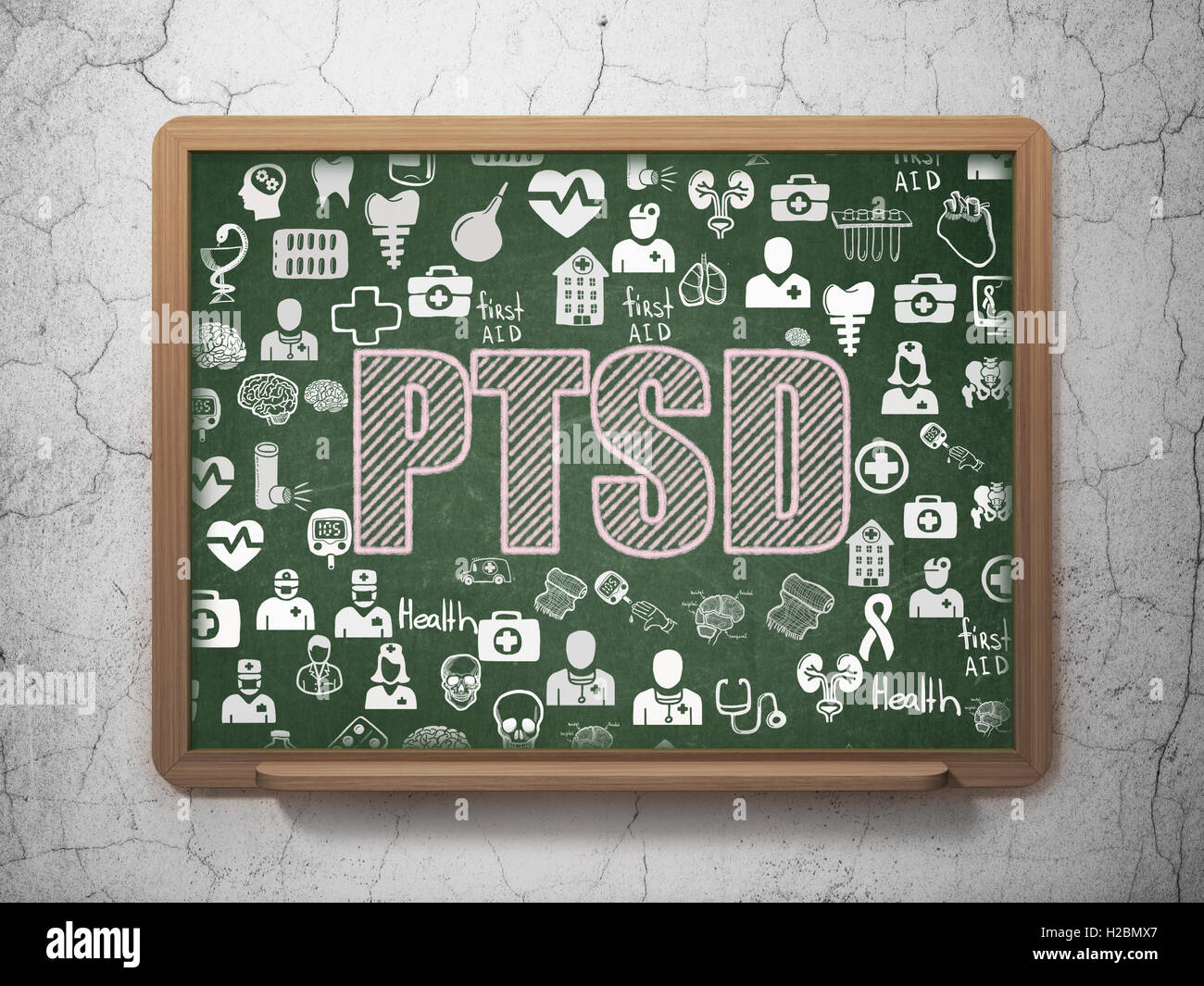 Medicine concept: PTSD on School board background Stock Photo - Alamy