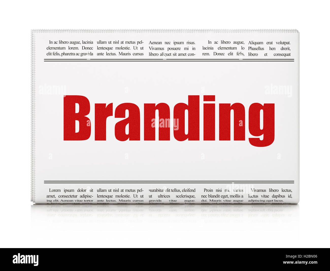 Advertising concept: newspaper headline Branding Stock Photo - Alamy