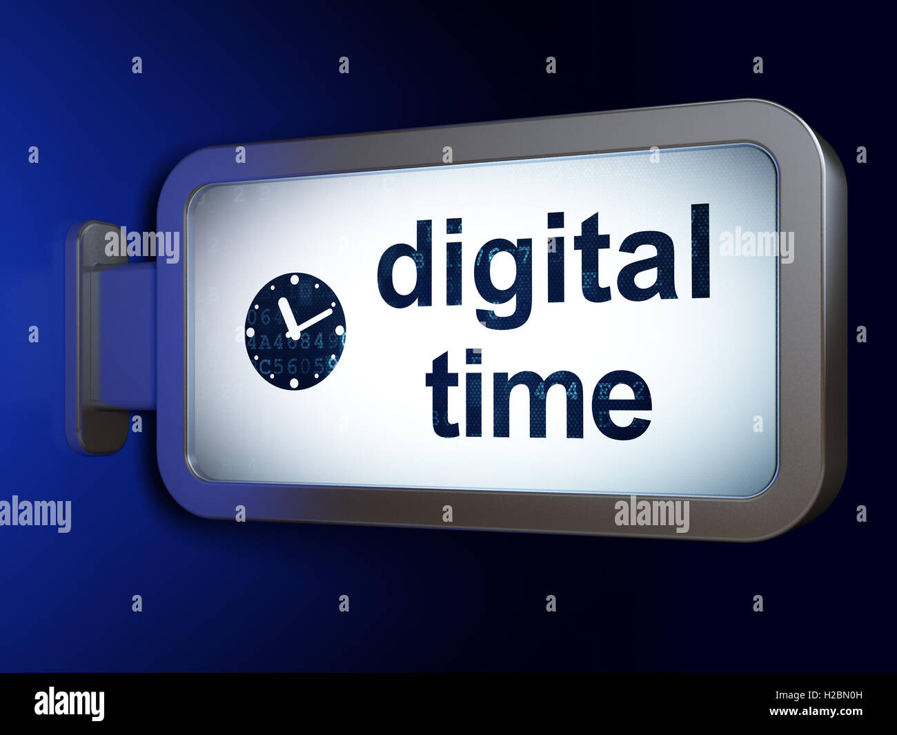 Time concept: Digital Time and Clock on billboard background Stock ...