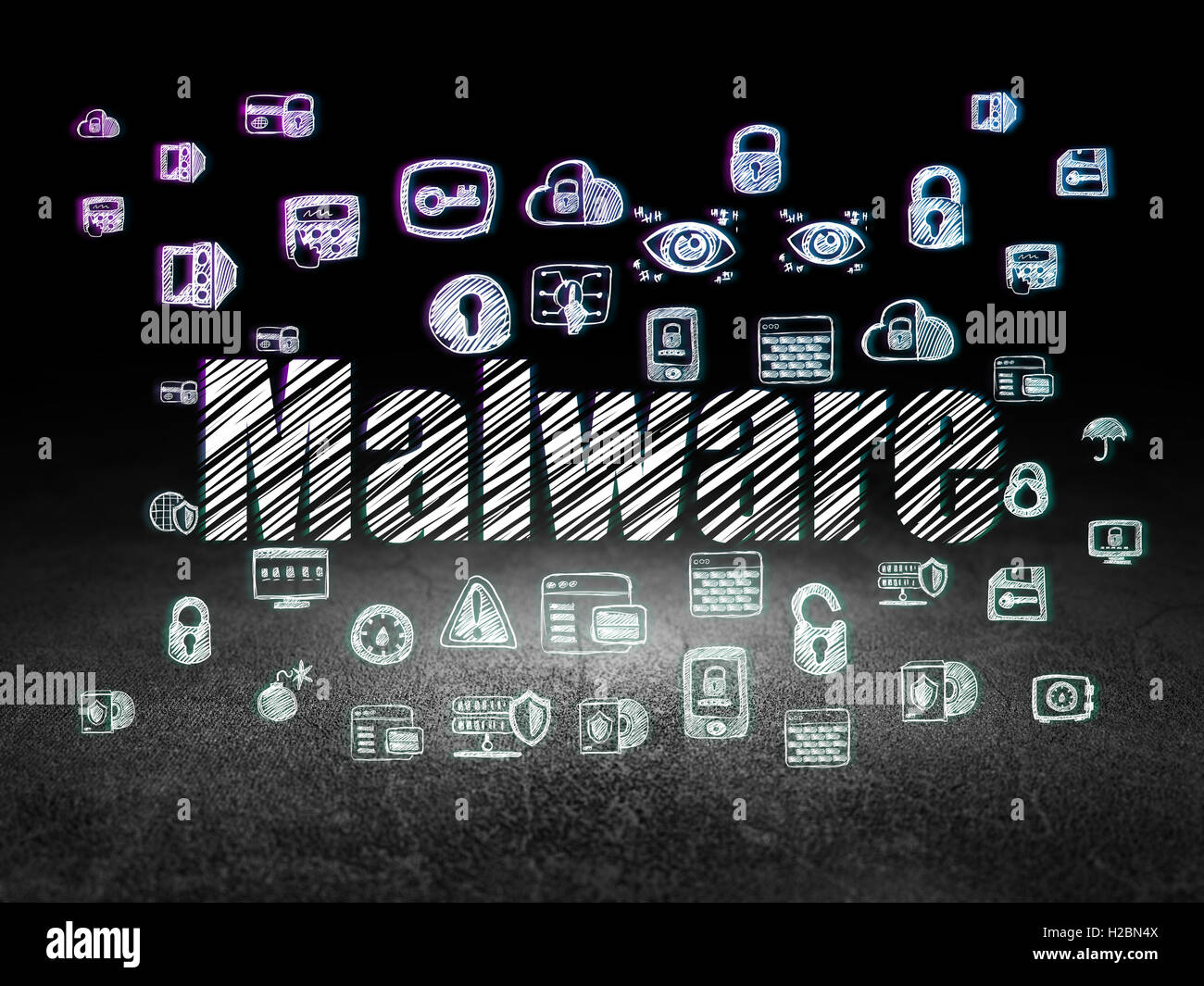 Safety concept: Malware in grunge dark room Stock Photo - Alamy