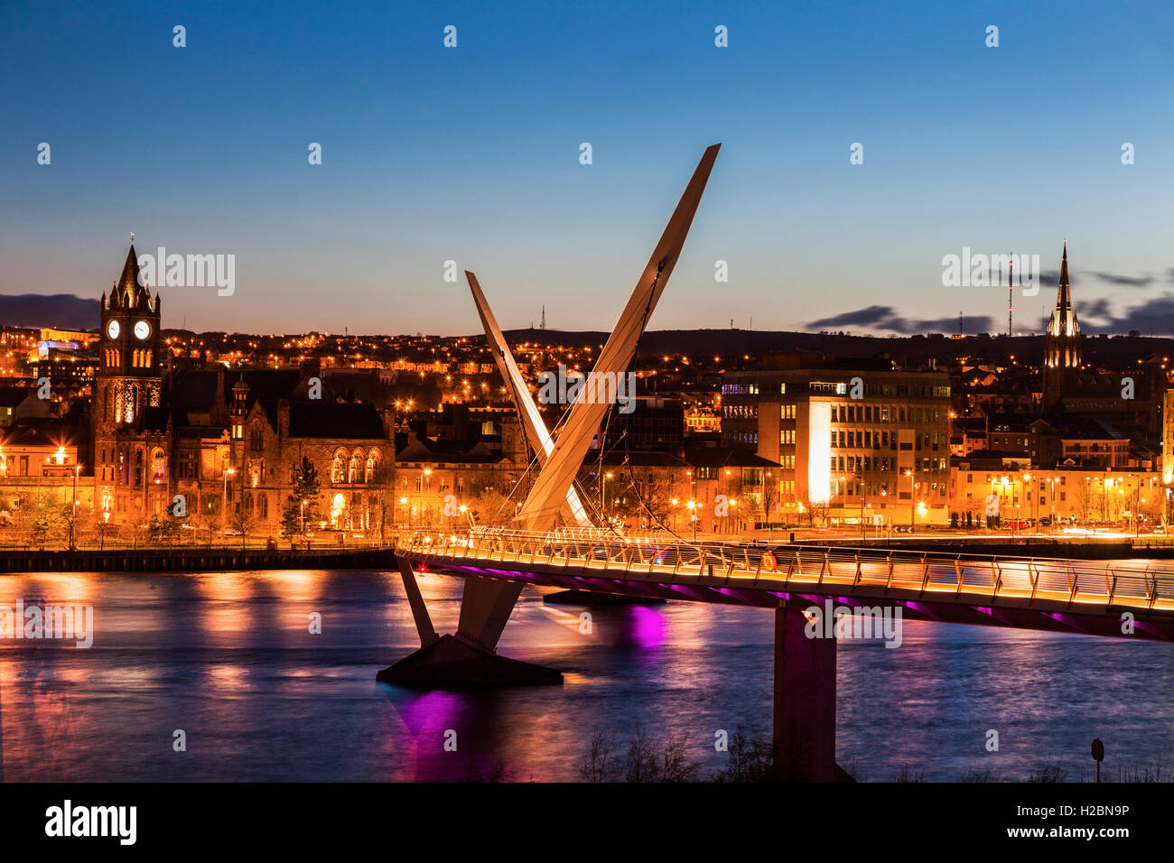 Peace Bridge in Derry. Derry, Northern Ireland, United Kingdom Stock ...