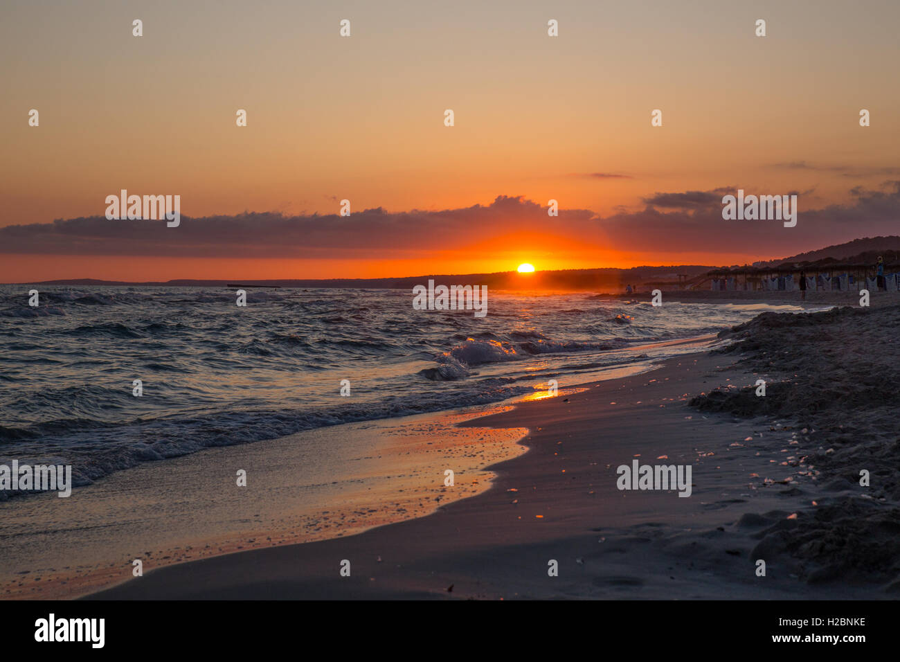 Son Bou, Menorca, at sunset Stock Photo - Alamy
