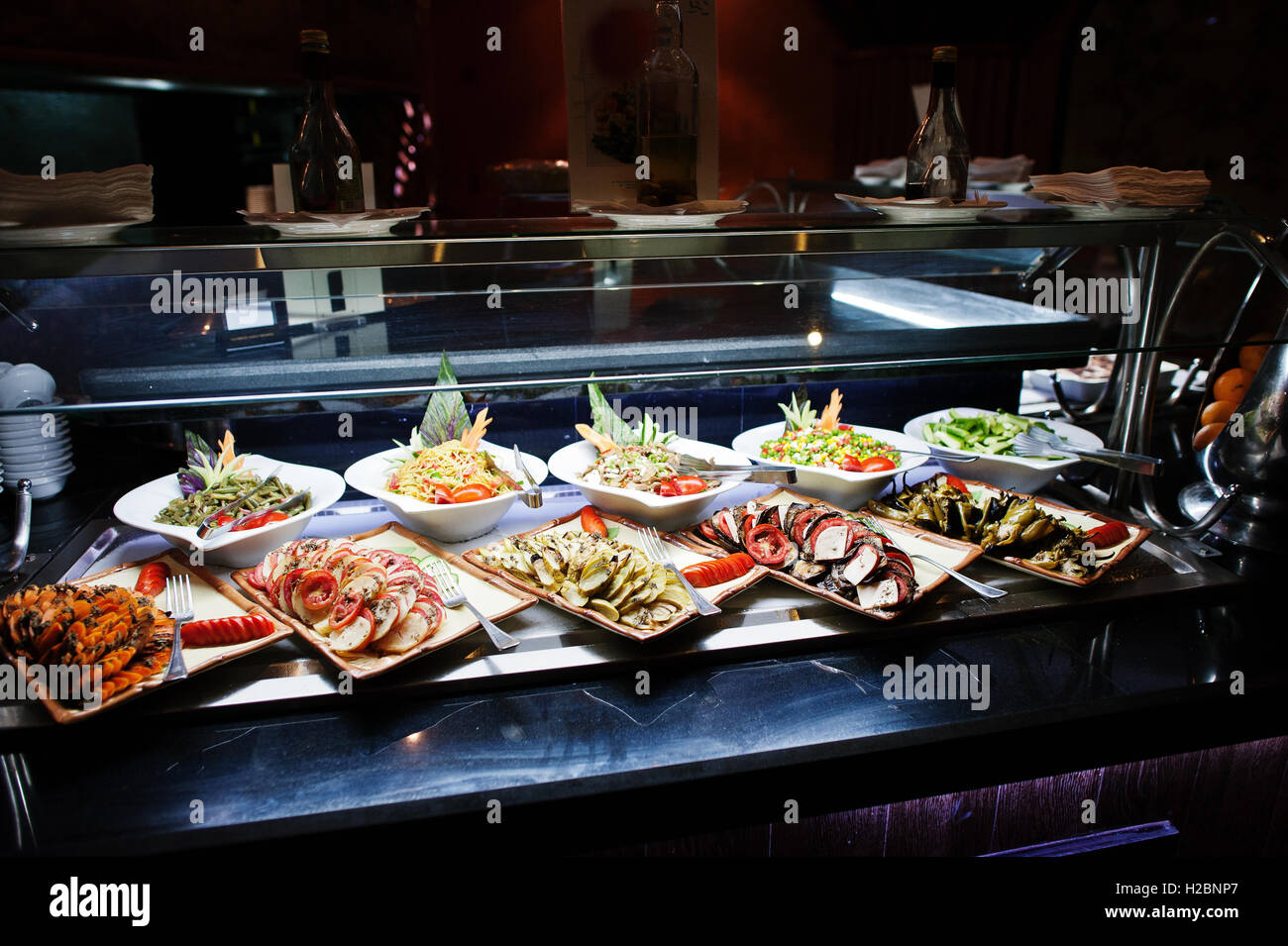 Buffet catering of various bowl with salad food Stock Photo - Alamy