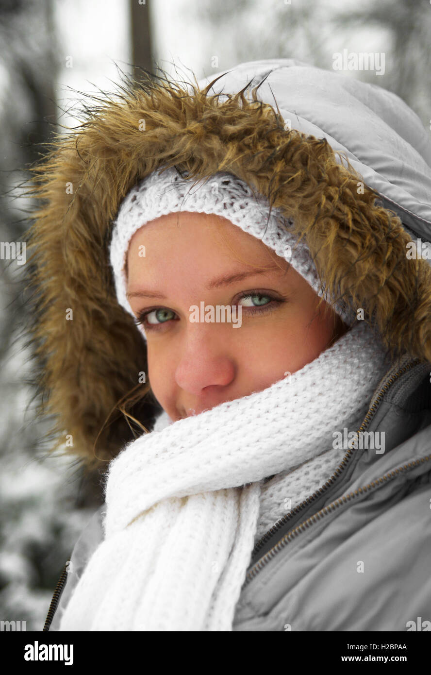 portrait of beautiful girl in winter Stock Photo - Alamy