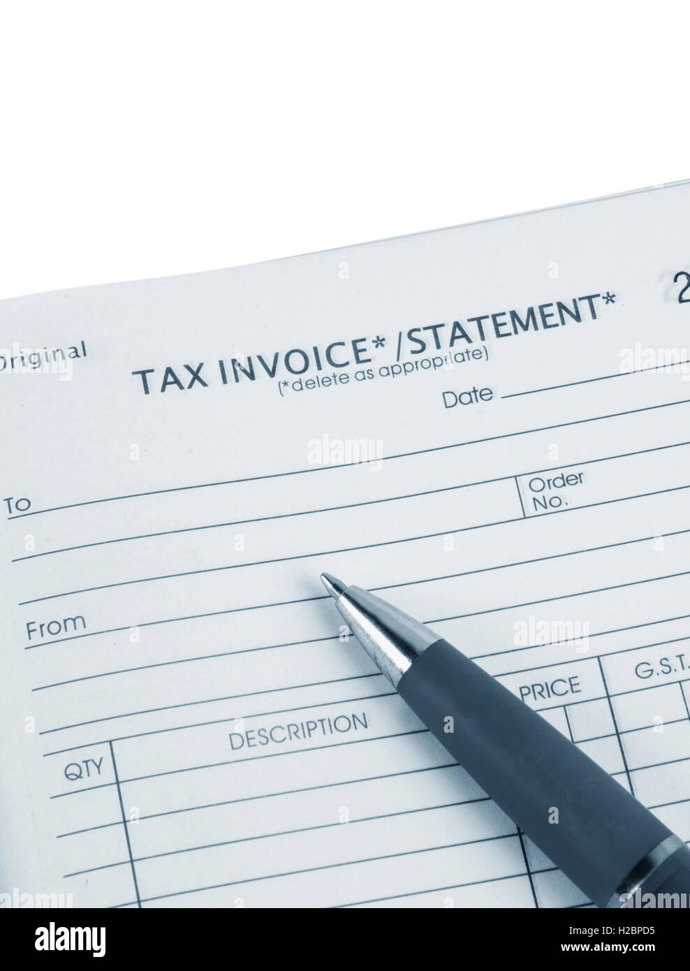 tax invoice book with pen Stock Photo - Alamy