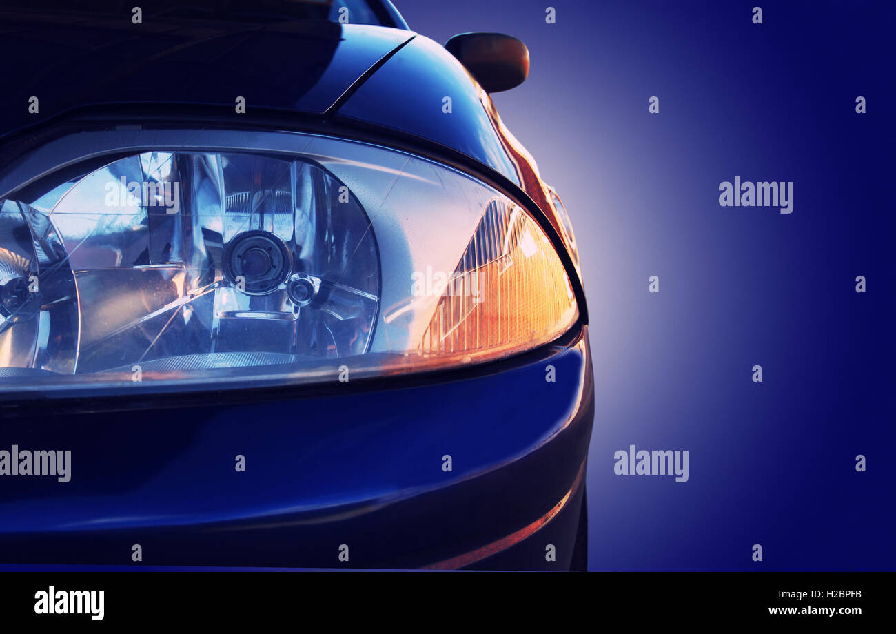 blue modern car closeup Stock Photo - Alamy