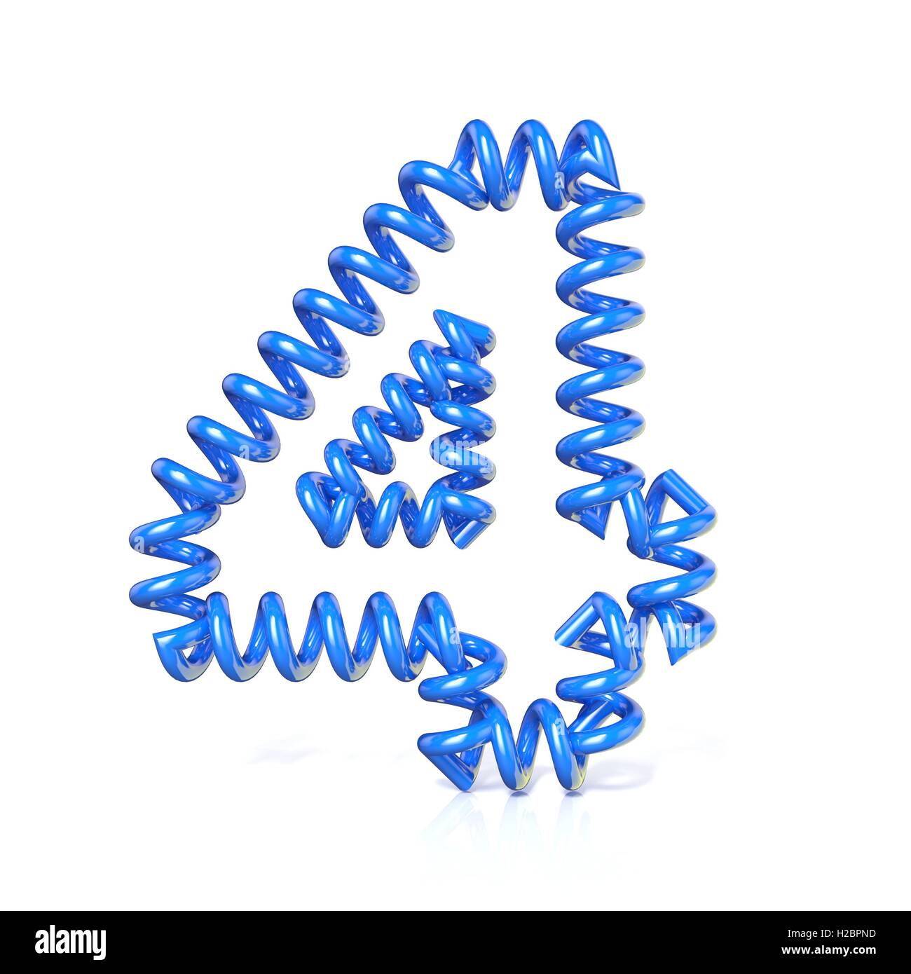 Spring, spiral cable number FOUR 4 3D render illustration, isolated on ...