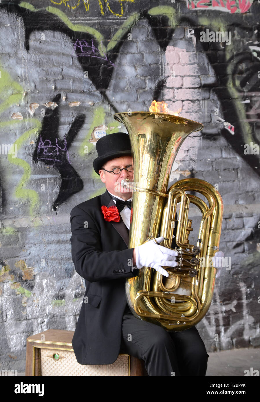 Playing fire tuba hi-res stock photography and images - Alamy