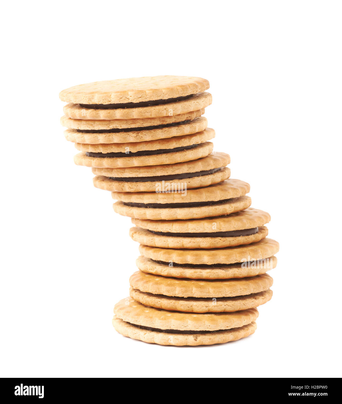 Twisted stack of cookies isolated over the white background Stock Photo ...