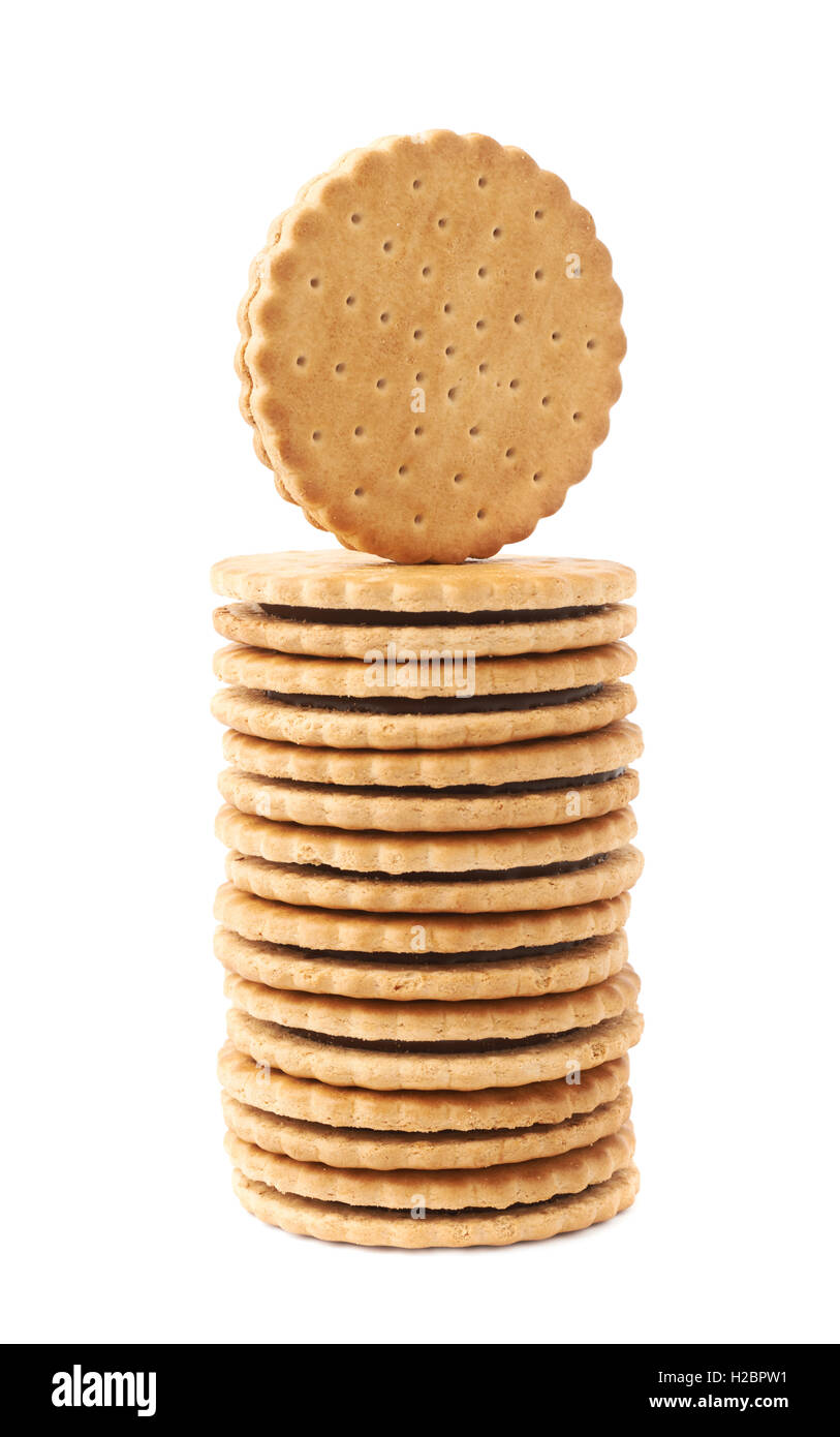 Stack of cookies isolated over the white background Stock Photo - Alamy