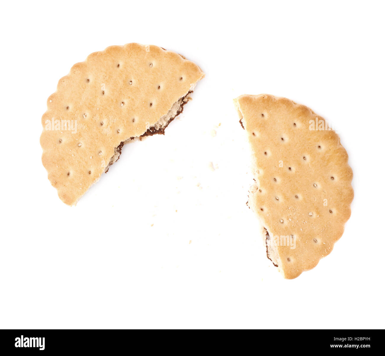 Broken into pieces cookie isolated over the white background Stock ...