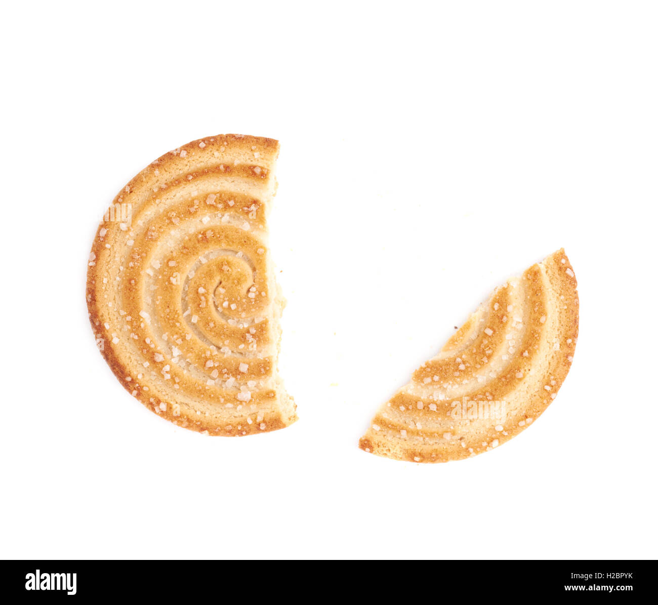 Broken into pieces cookie isolated over the white background Stock ...