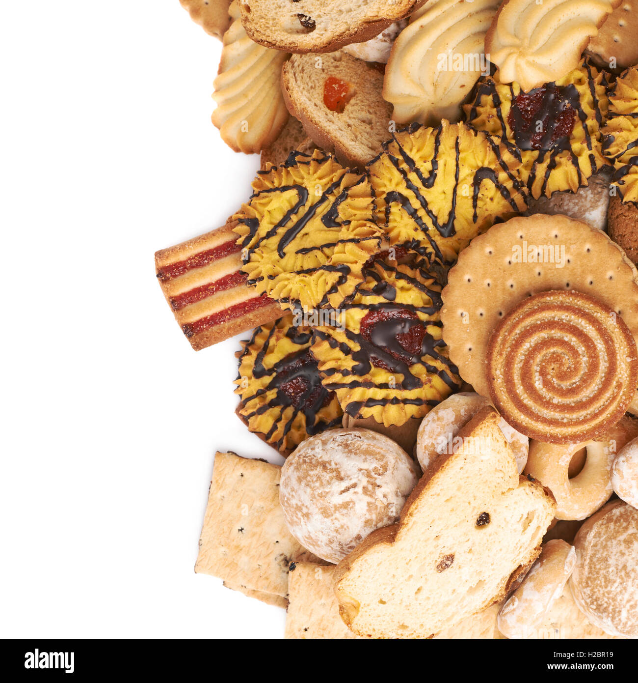 Pile of mix cookies isolated over the white background Stock Photo - Alamy
