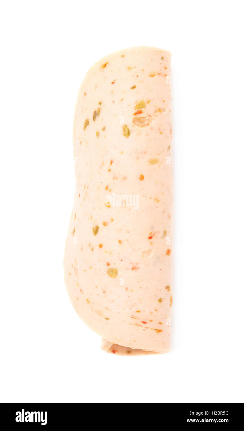 Slice of ham over isolated white background Stock Photo - Alamy
