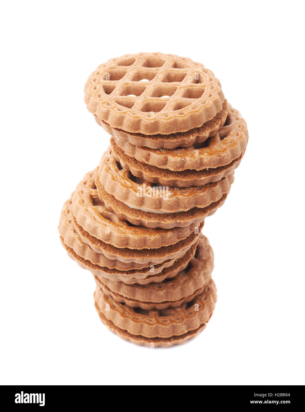 Twisted stack of cookies isolated over the white background Stock Photo ...