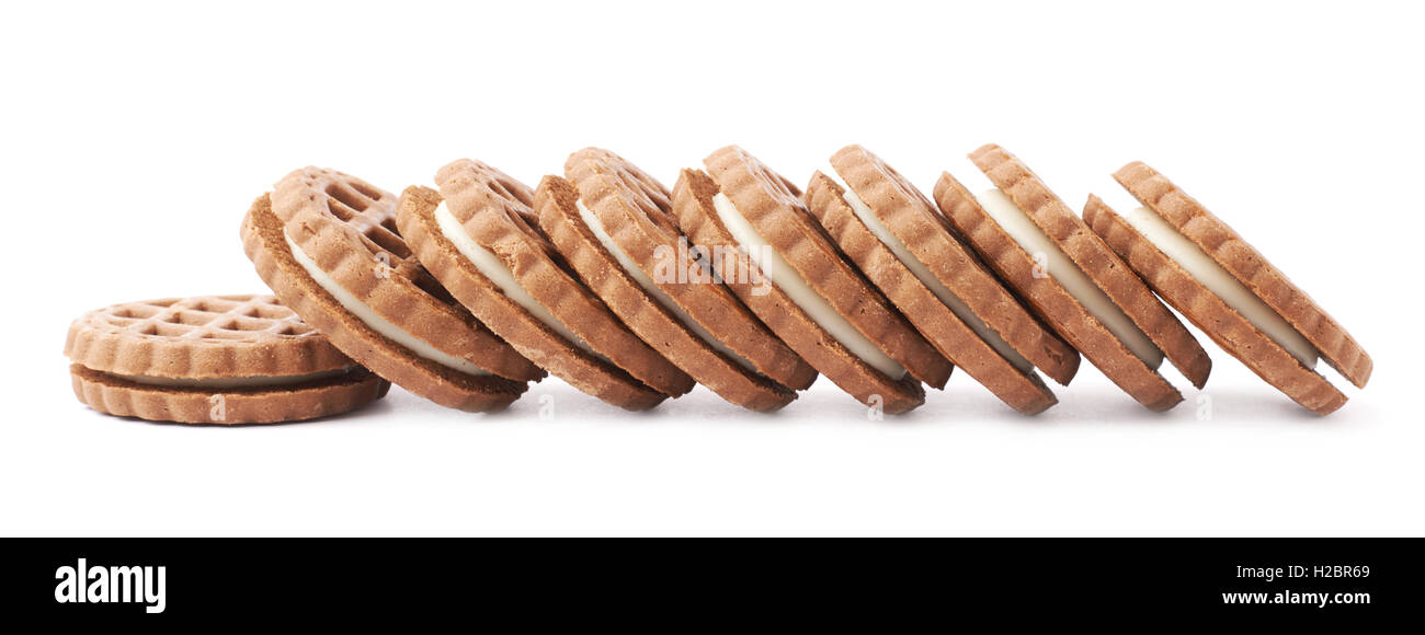 Line of cookies isolated over the white background Stock Photo - Alamy