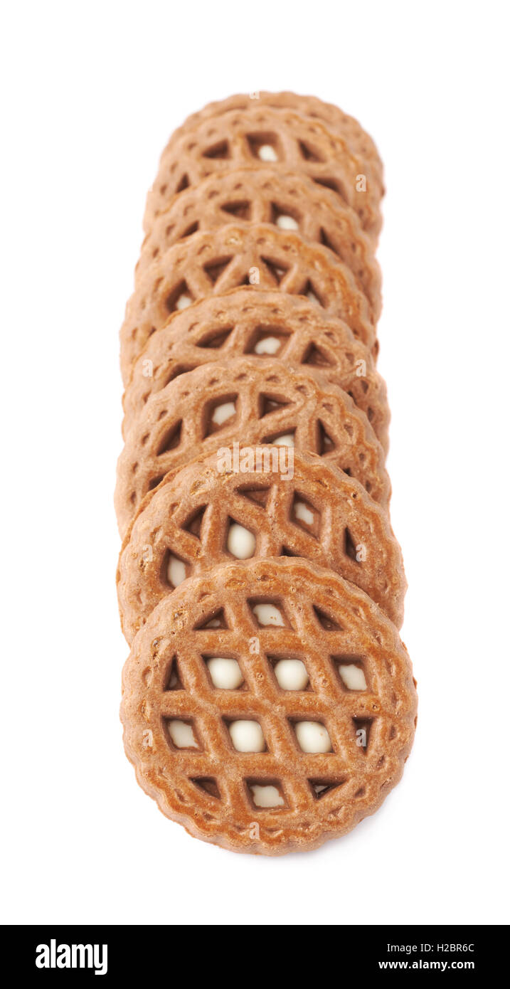 Line of cookies isolated over the white background Stock Photo - Alamy