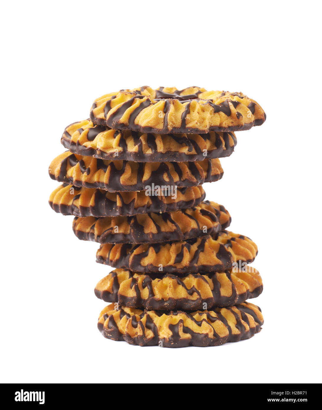 Twisted stack of cookies isolated over the white background Stock Photo ...