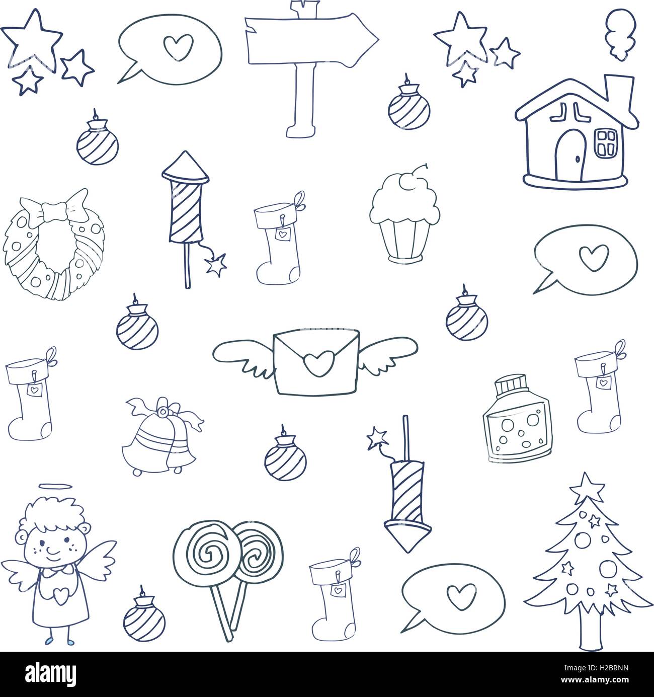 Hand draw object christmas of doodle Stock Vector Image & Art - Alamy