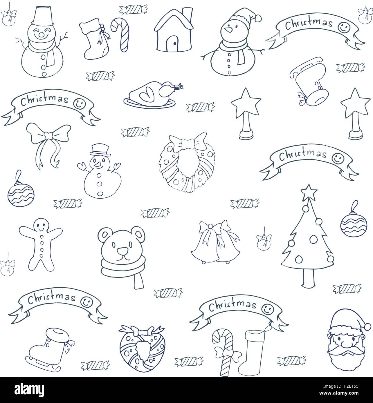 Set of christmas hand draw doodle element Stock Vector Image & Art - Alamy