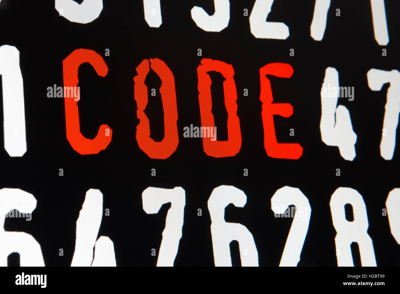 Computer screen with code text on black background. Horizontal Stock ...