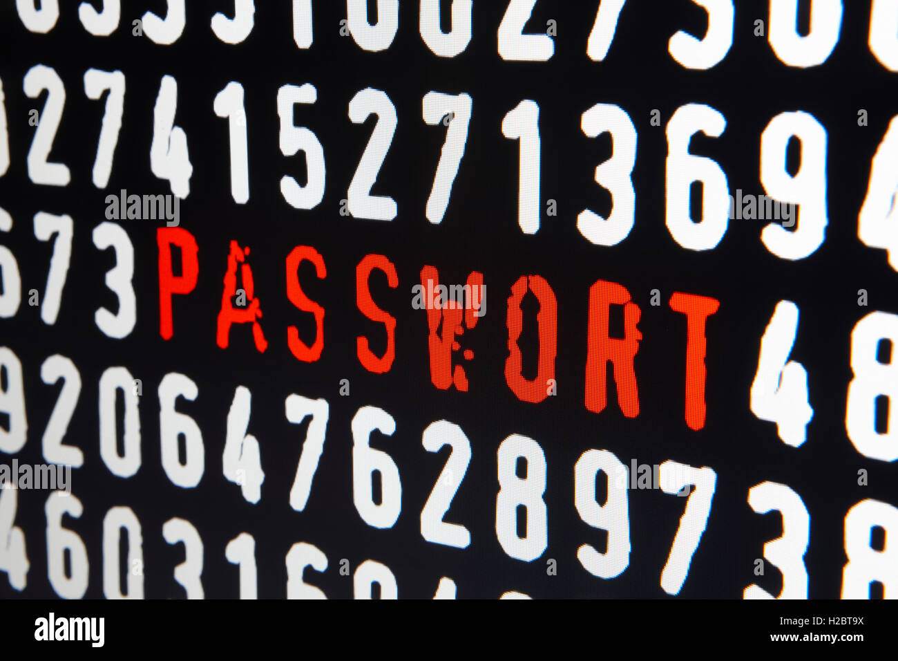 Computer screen with passwort text on black background. Horizontal ...