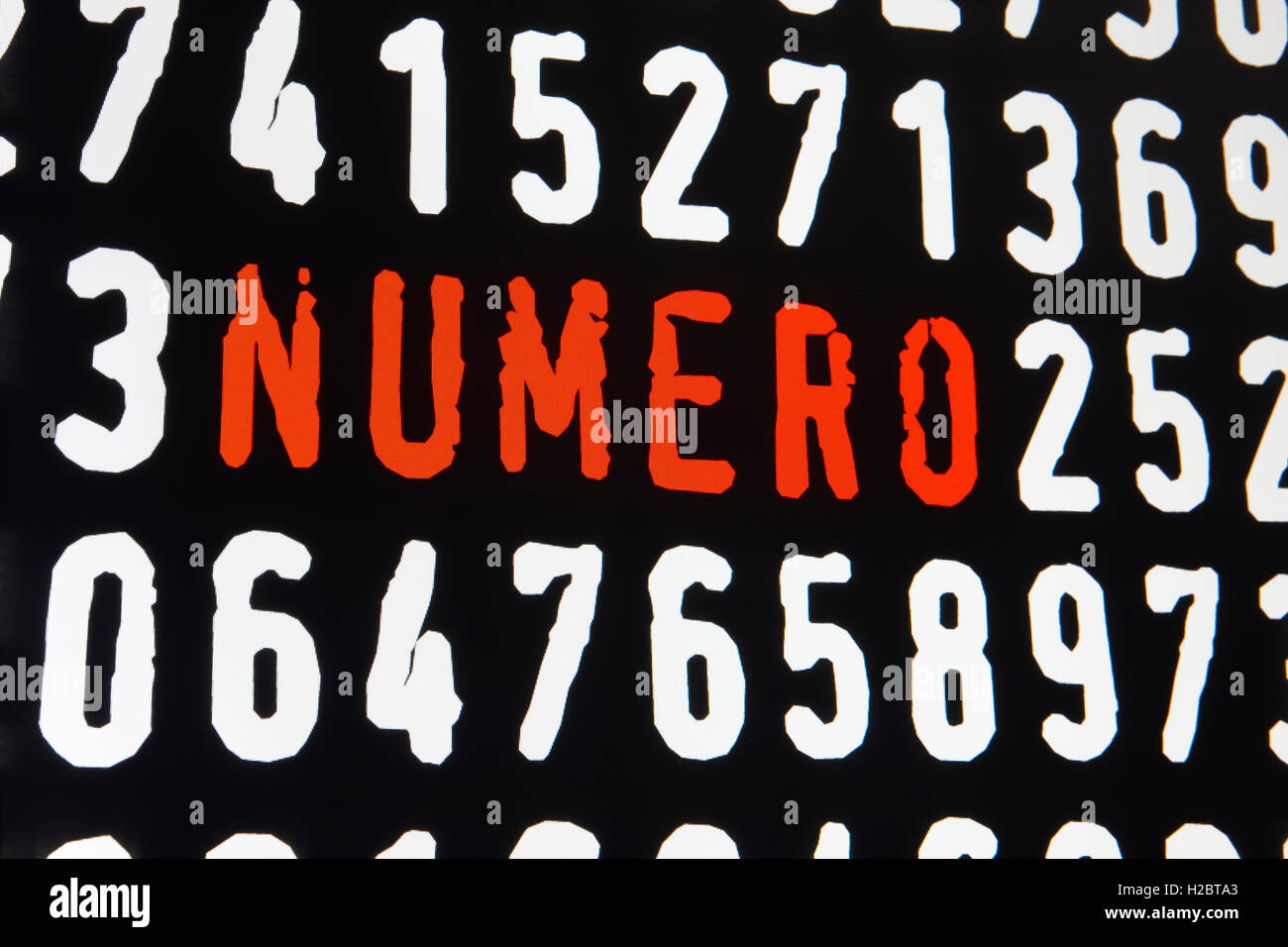 Computer screen with numero text on black background. Horizontal Stock ...