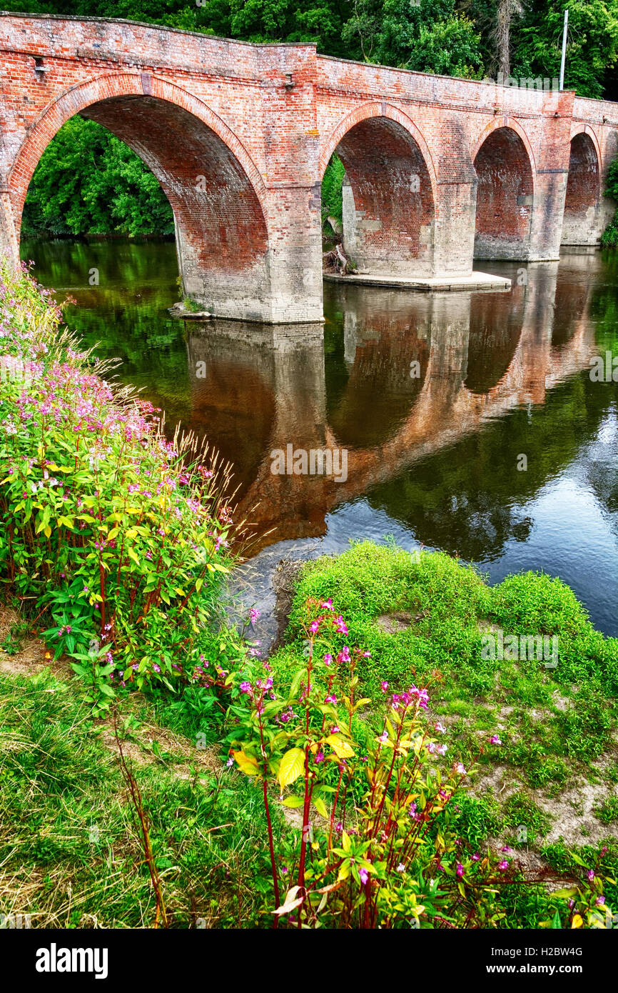 The brick bridge over the River Wye at Bredwardine, a village in ...
