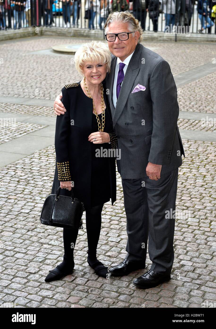 Gloria Hunniford and husband Stephen Way arrive for the Service of Thanksgiving for Sir Terry ...