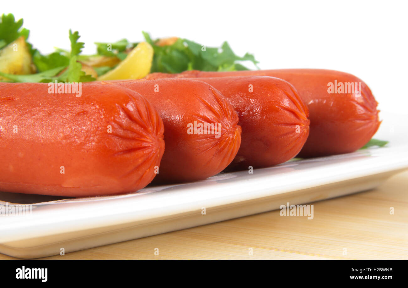 delicious sausages closeup on the plate Stock Photo - Alamy