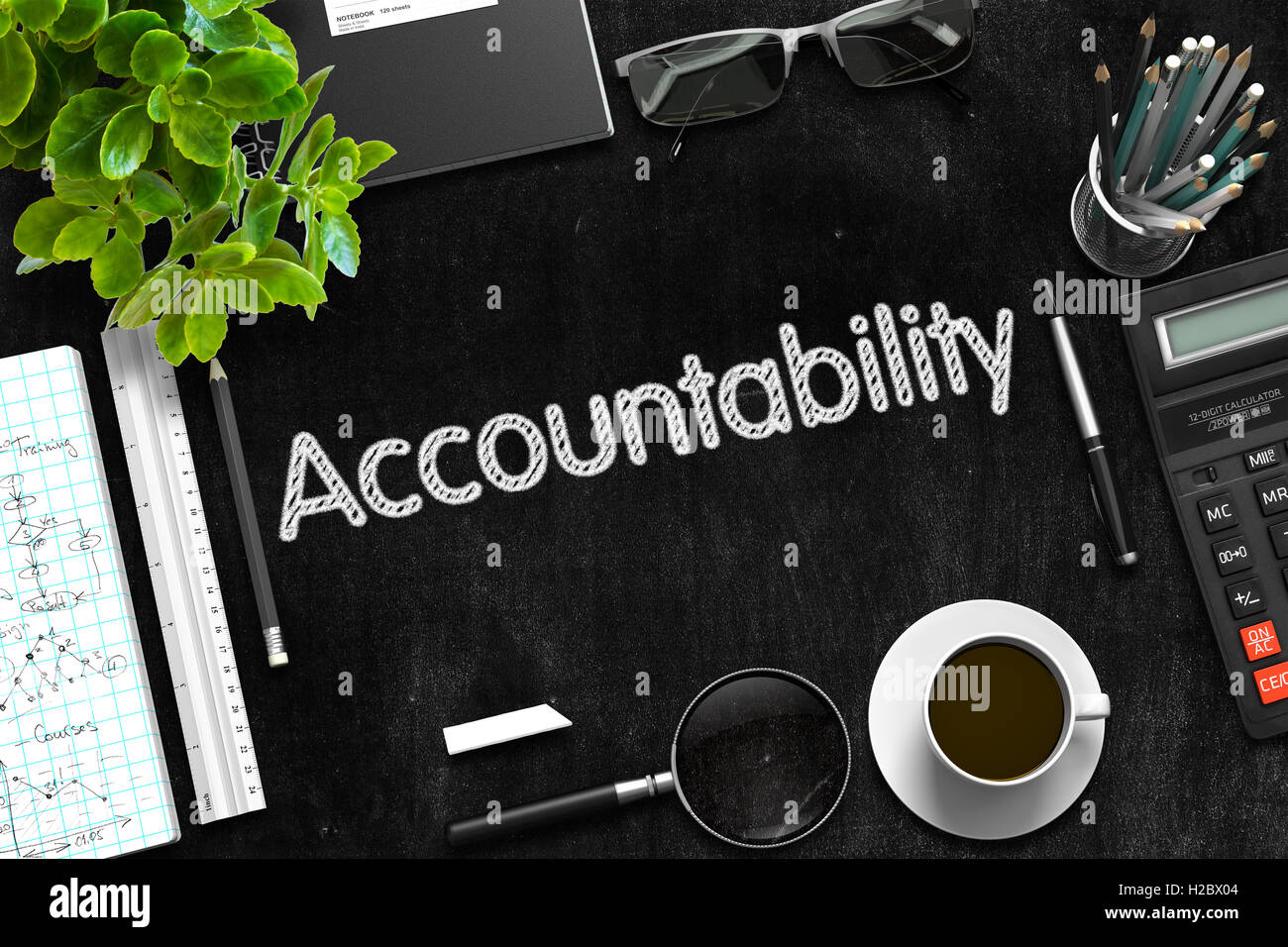 Black Chalkboard with Accountability Concept. 3D Rendering Stock Photo ...