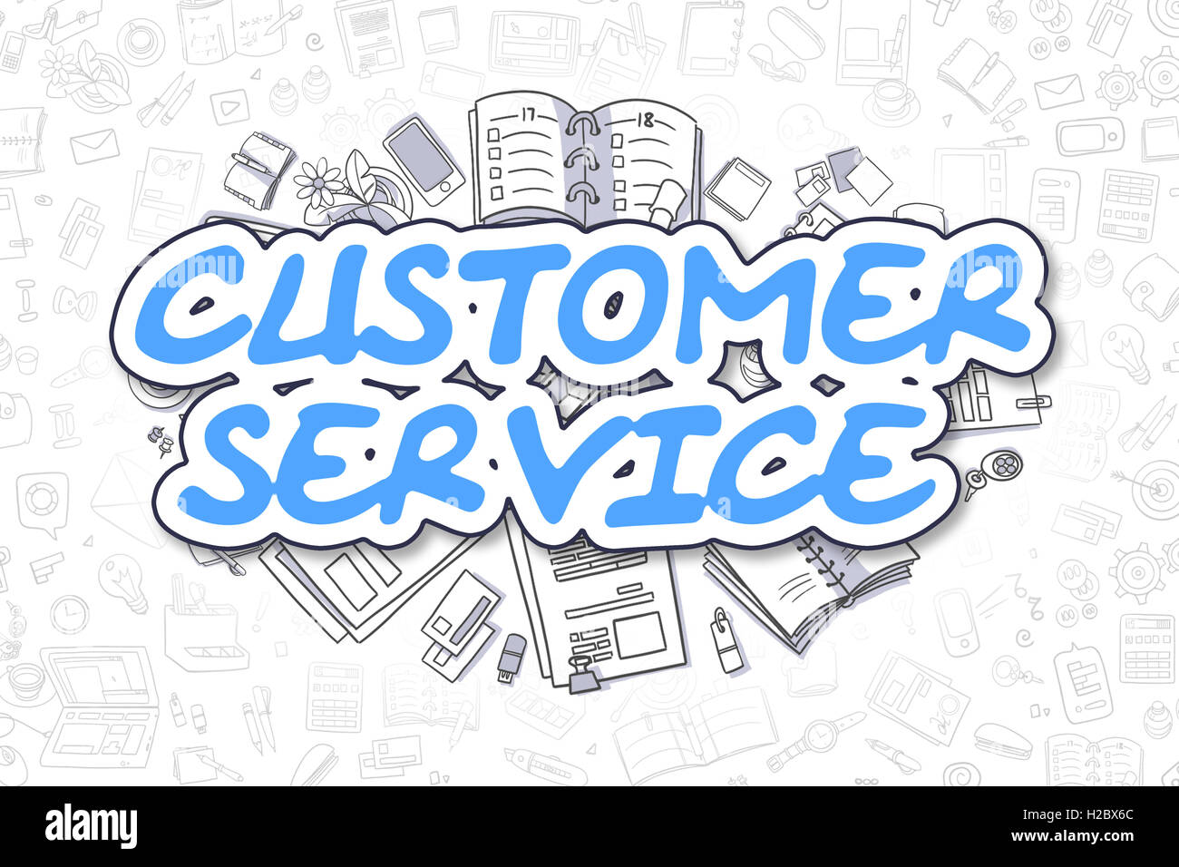 Customer Service - Doodle Blue Text. Business Concept Stock Photo - Alamy