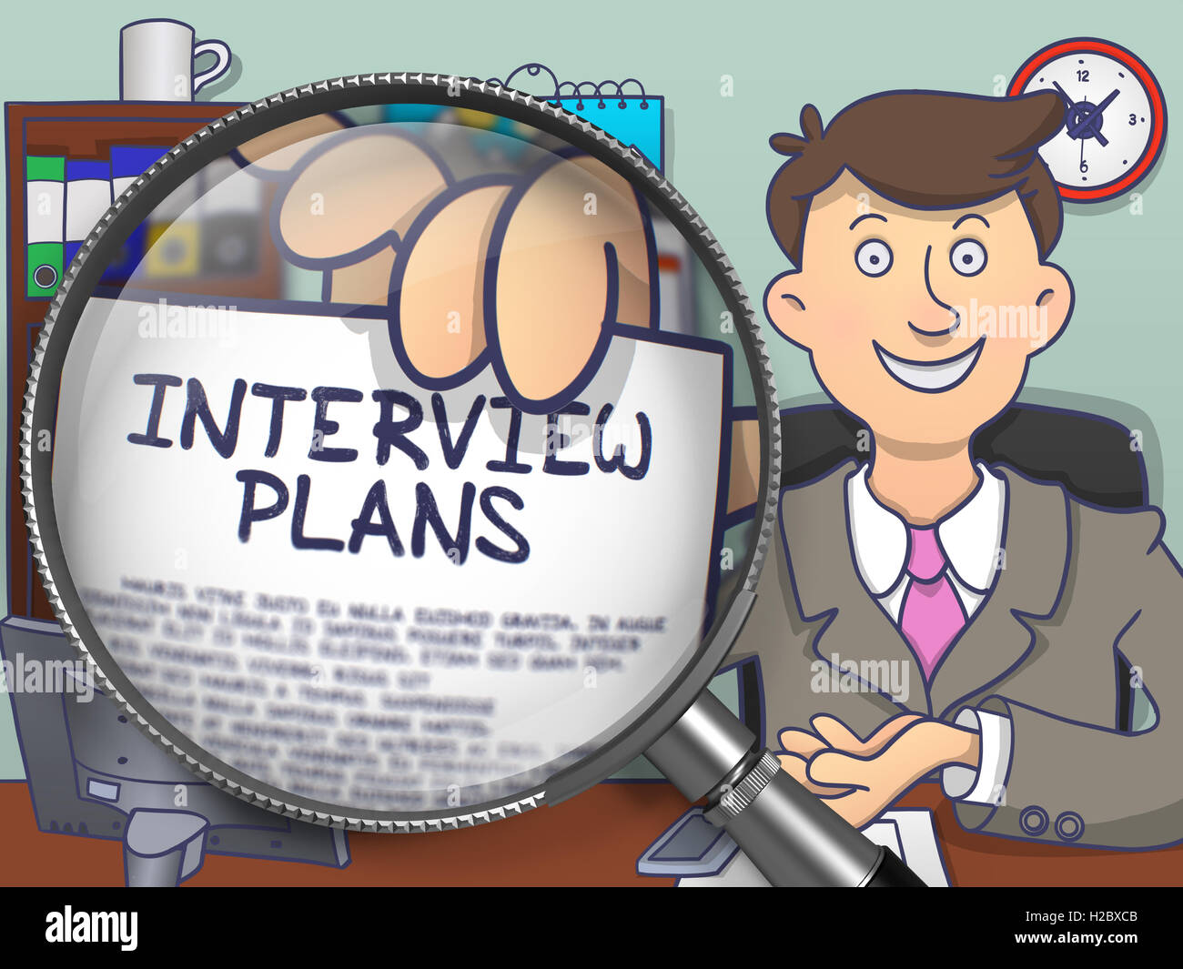 Interview Plans through Lens. Doodle Concept Stock Photo - Alamy