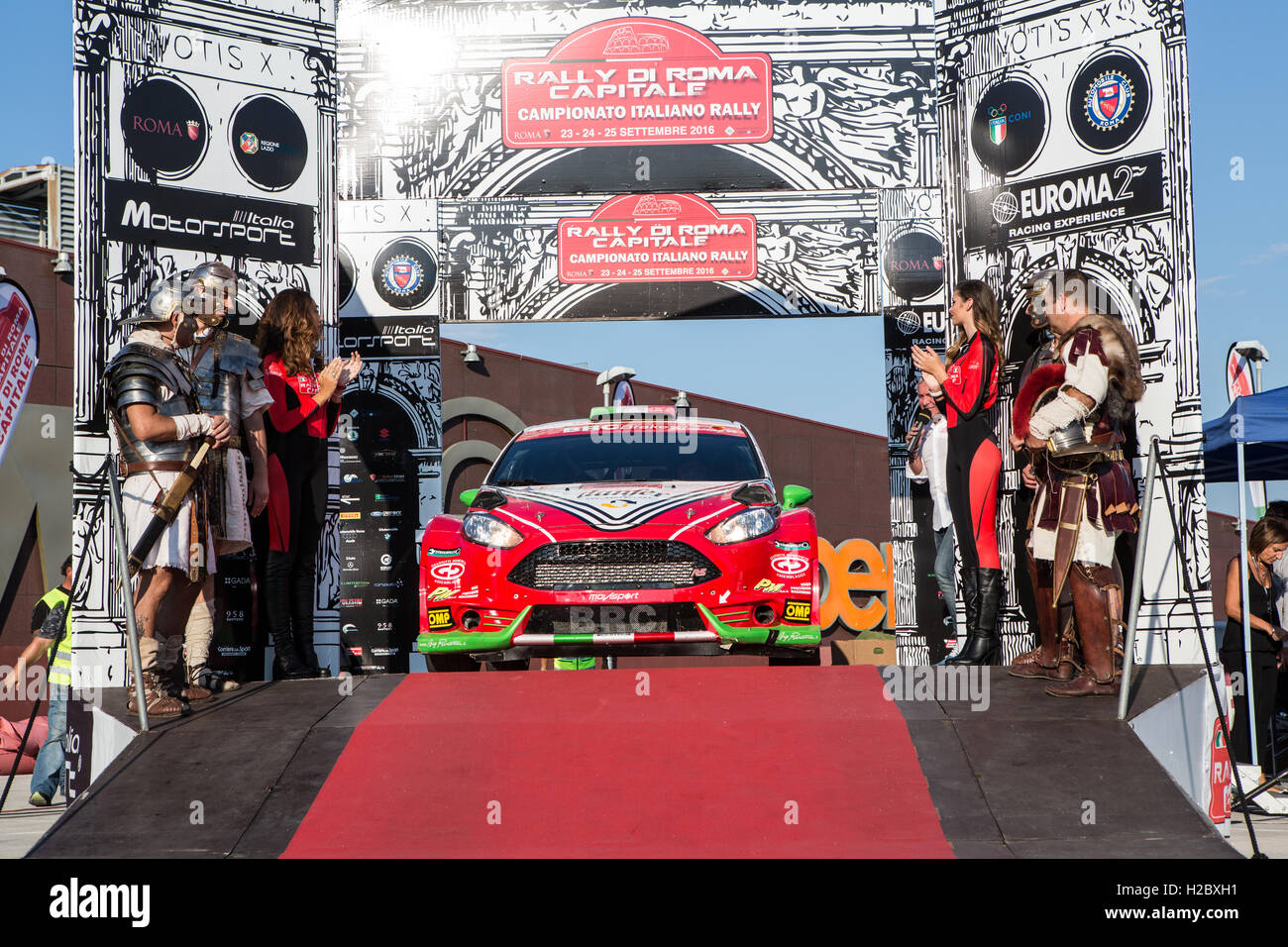 The celebrations for the winner of the rally di Roma Capitale Stock ...