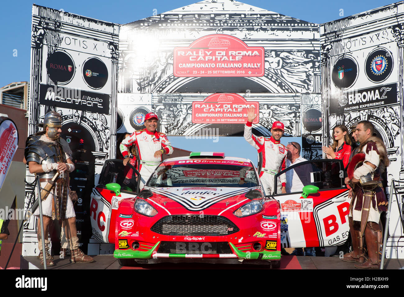 The celebrations for the winner of the rally di Roma Capitale Stock ...