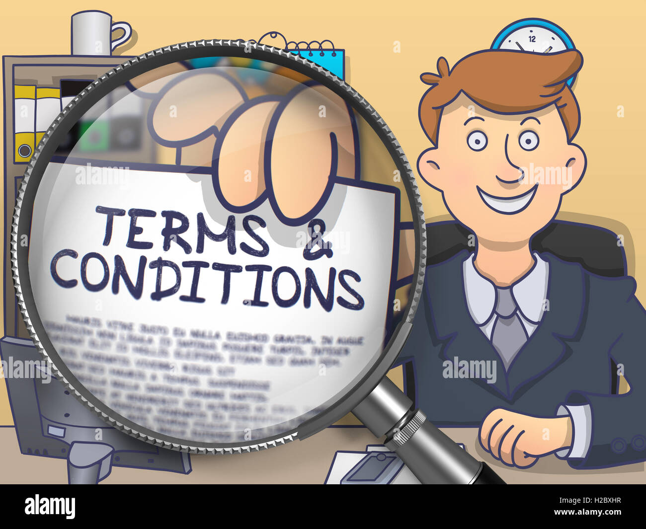 Terms and Conditions through Magnifier. Doodle Concept Stock Photo - Alamy